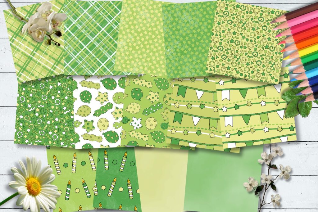 Party Time In Green CU Clipart & Paper – Arda Designs