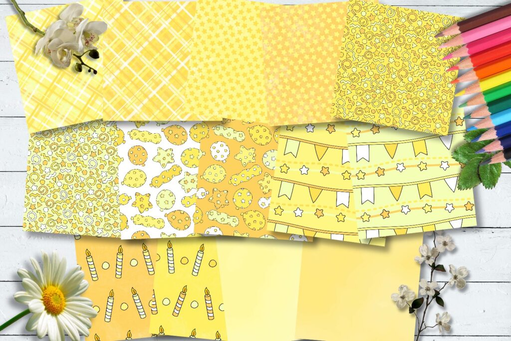 Party Time In Yellow CU Clipart & Paper – Arda Designs